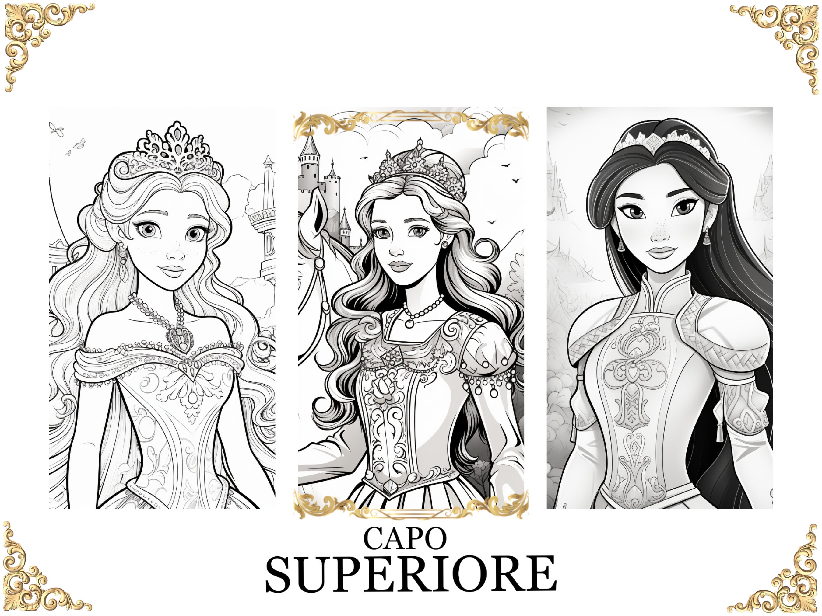 18 Heroes, Princess, Cartoon Collection Coloring Page, Adults + Kids ...