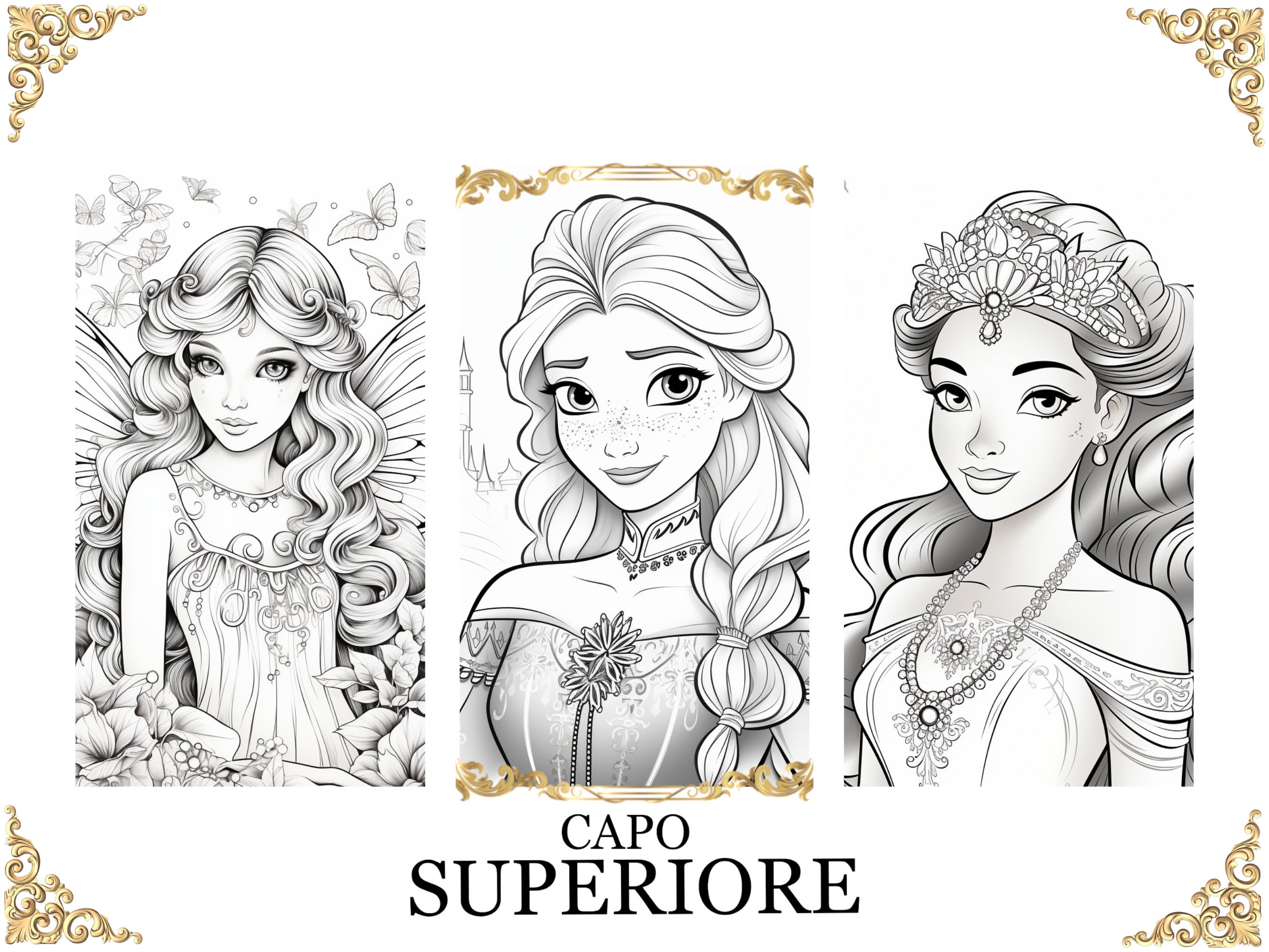 18 Heroes Princess Cartoon Collection Coloring Page Adults - Etsy