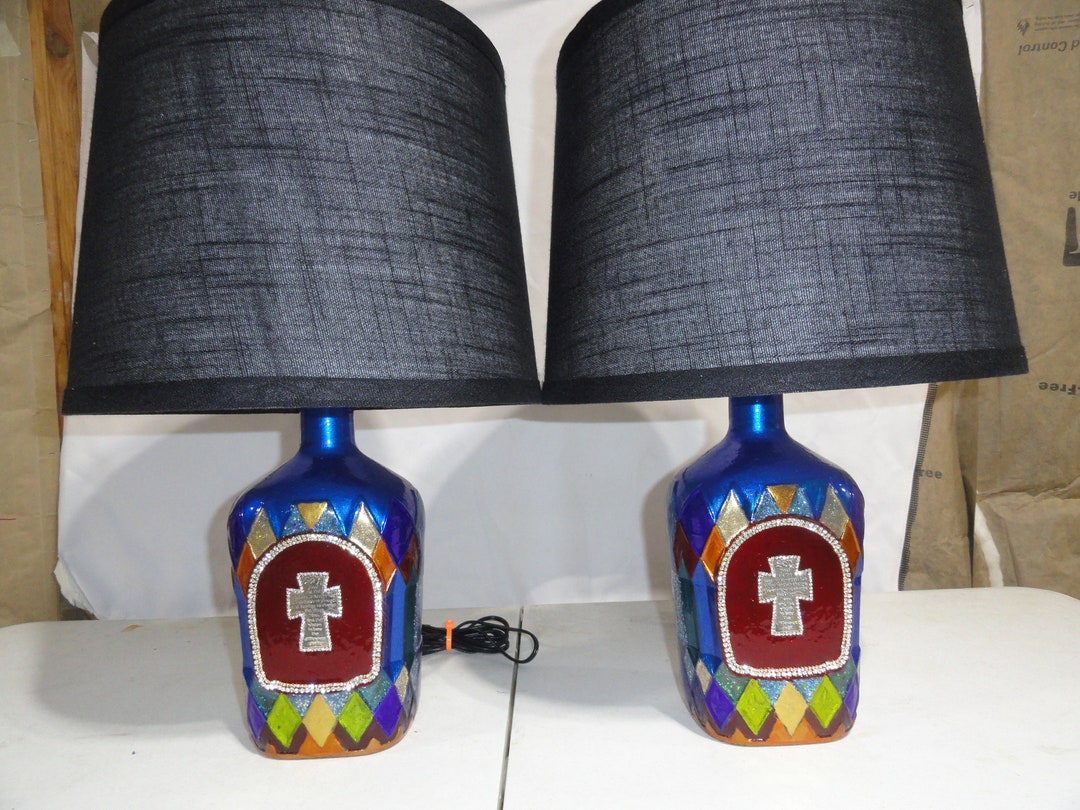 Hand Painted Liquor Bottle Lamps - Etsy
