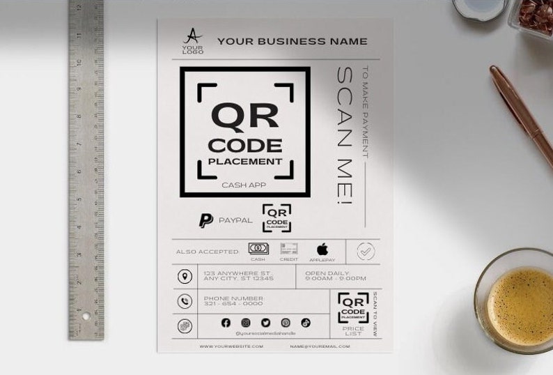 Editable Scan to Pay Sign, Editable Canva Template, QR Code Sign ...