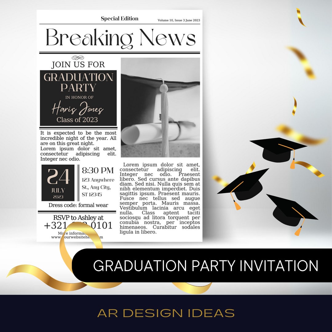 Graduation Invitation Template, Graduation Invitation, Modern Grad ...