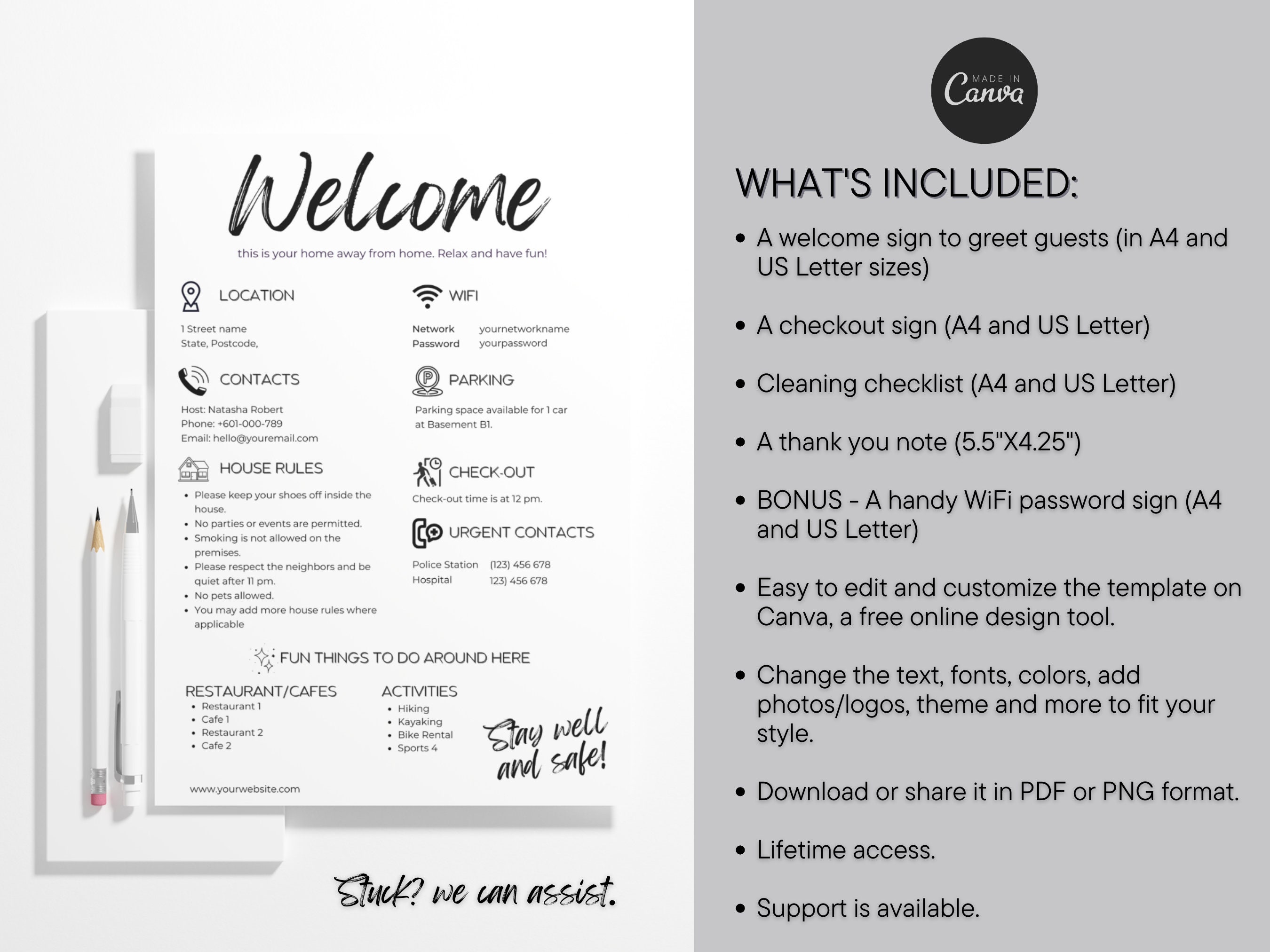 Editable Airbnb Host Signage Bundle Template - Welcome Sign, Wifi, and ...