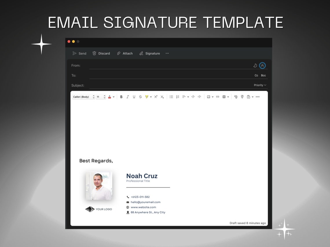 Outlook and Gmail Signature. Editable Email Signature Template ...