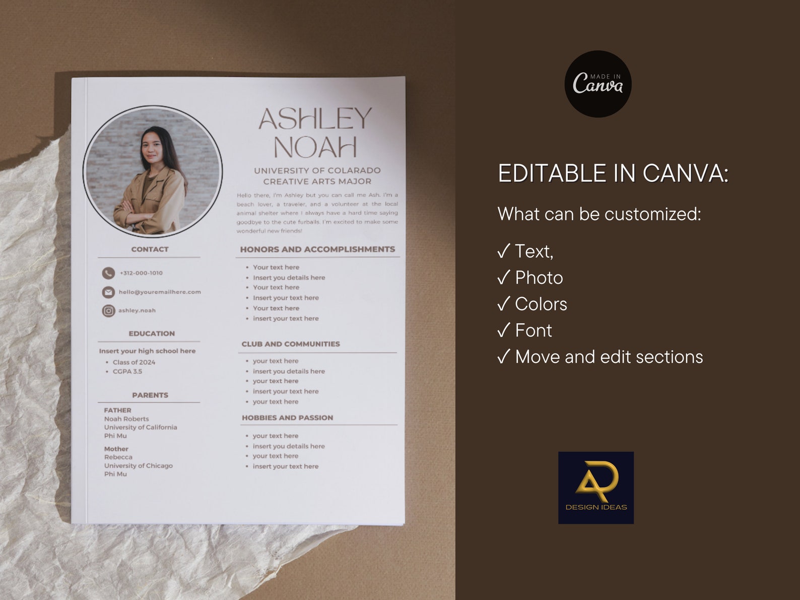 Editable Sorority Resume Template, Easy to Edit Sorority Resume ...