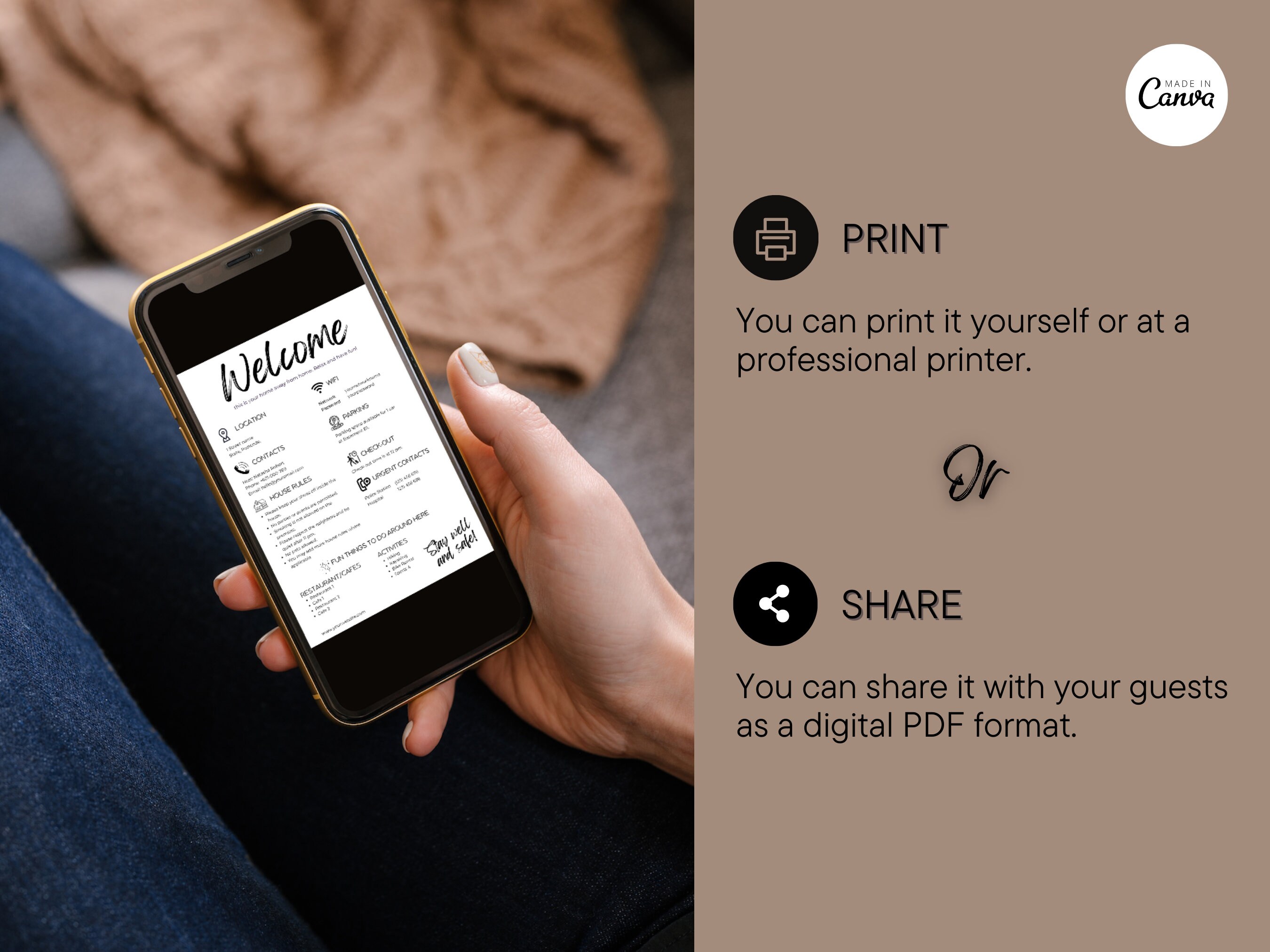 Editable Airbnb Host Signage Bundle Template - Welcome Sign, Wifi, and ...