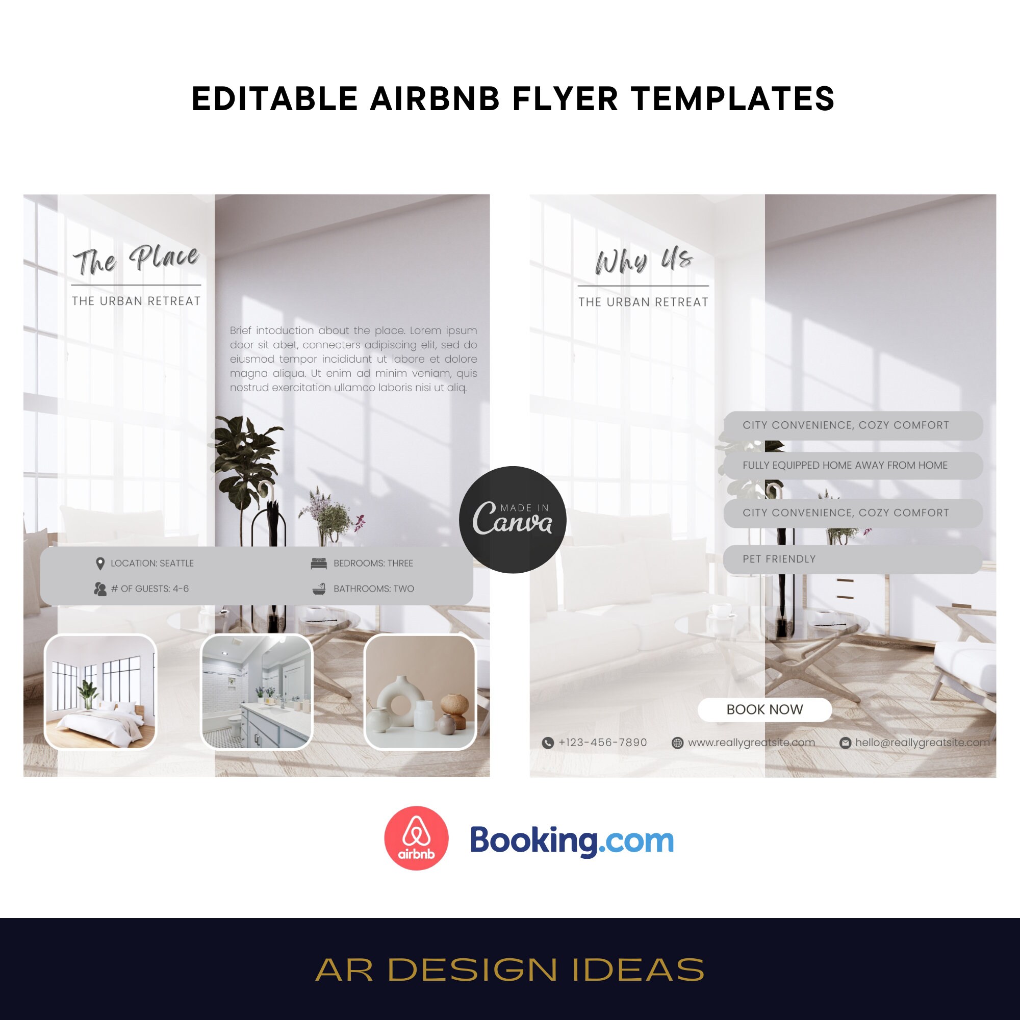 Editable Airbnb Flyer Design Templates - Customizable Vacation Rental ...