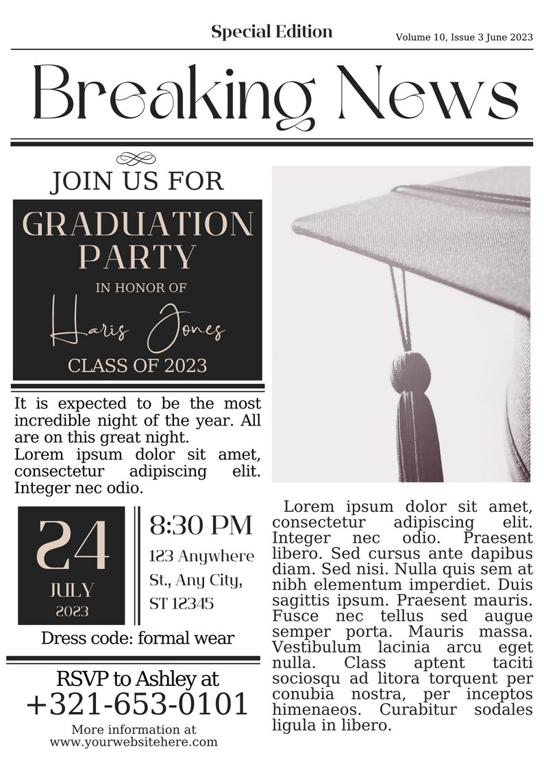 Graduation Invitation Template, Graduation Invitation, Modern Grad ...