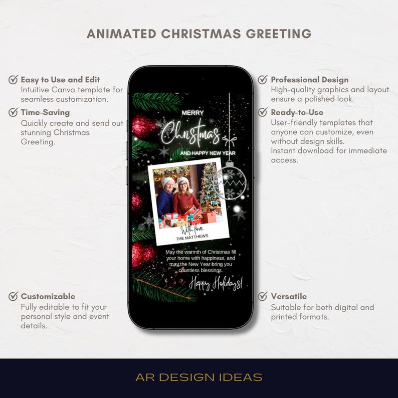 Editable Animated Digital Christmas Greeting Card. Customizable Xmas ...