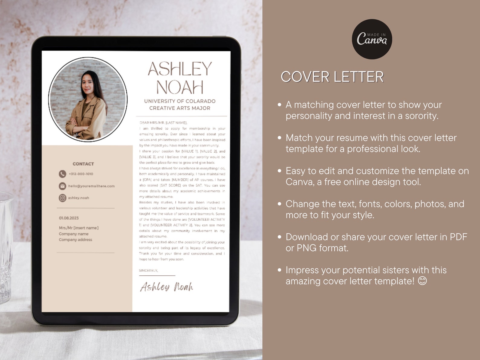 Editable Sorority Resume Template, Easy to Edit Sorority Resume ...