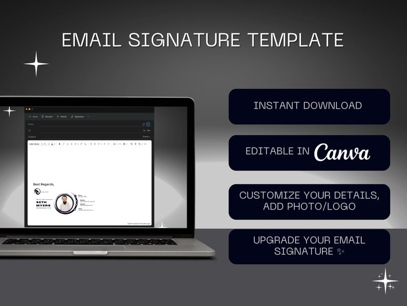 Outlook and Gmail Signature. Editable Email Signature Template ...