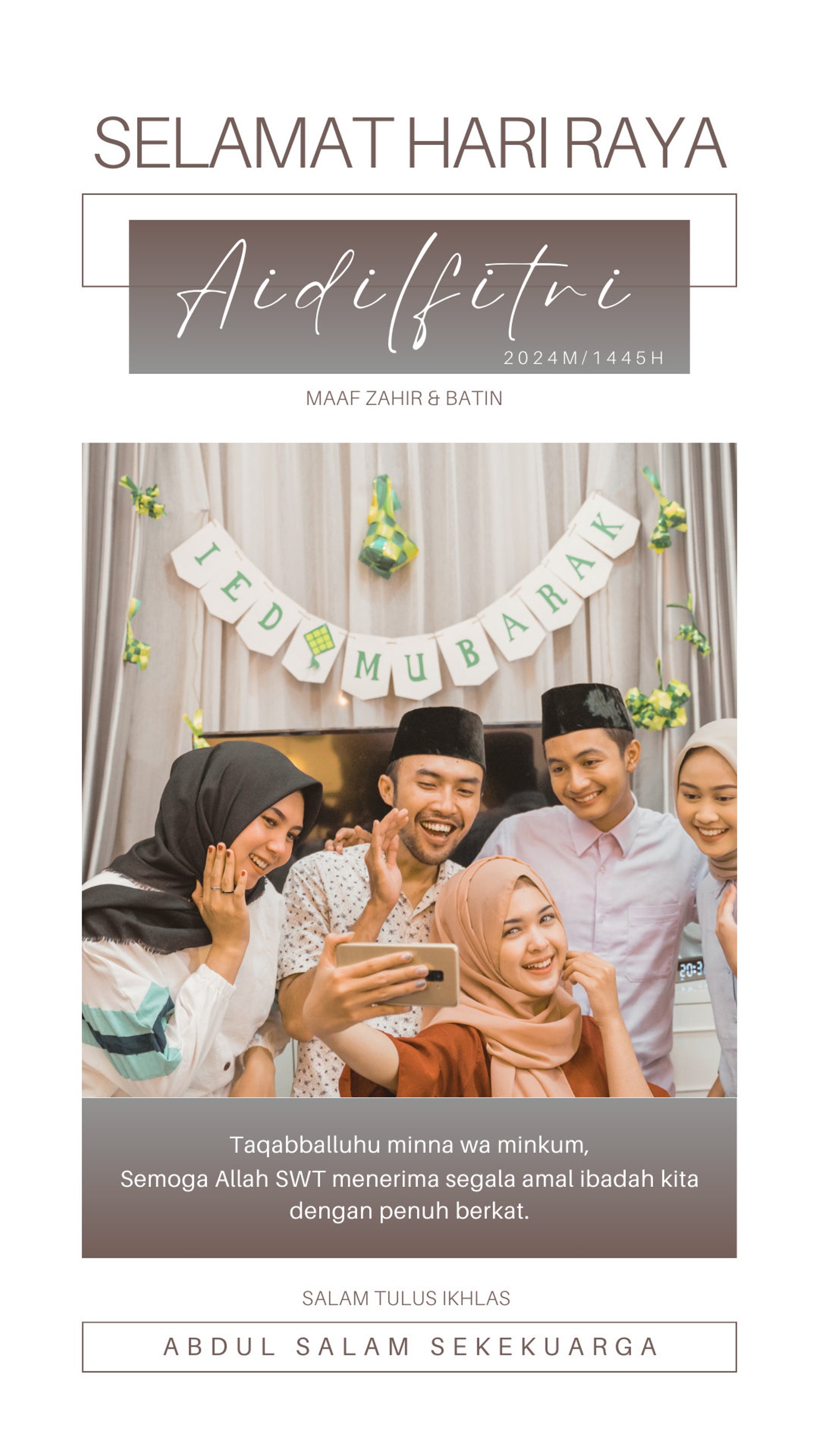 Editable Selamat Hari Raya Aidilfitri Digital Greeting Card ...