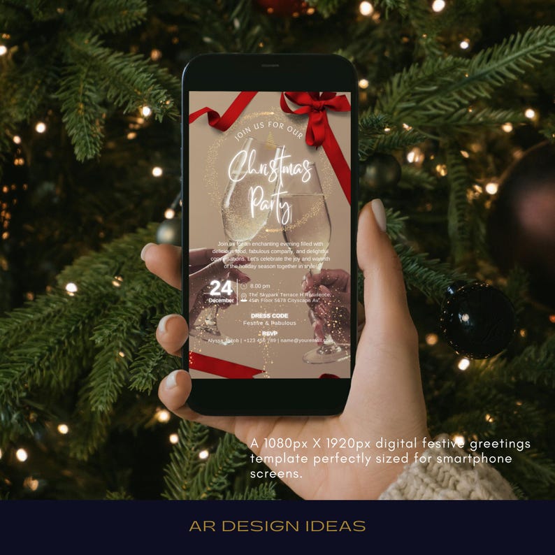 Editable Animated Christmas Party Digital Invite. Customizable Xmas ...