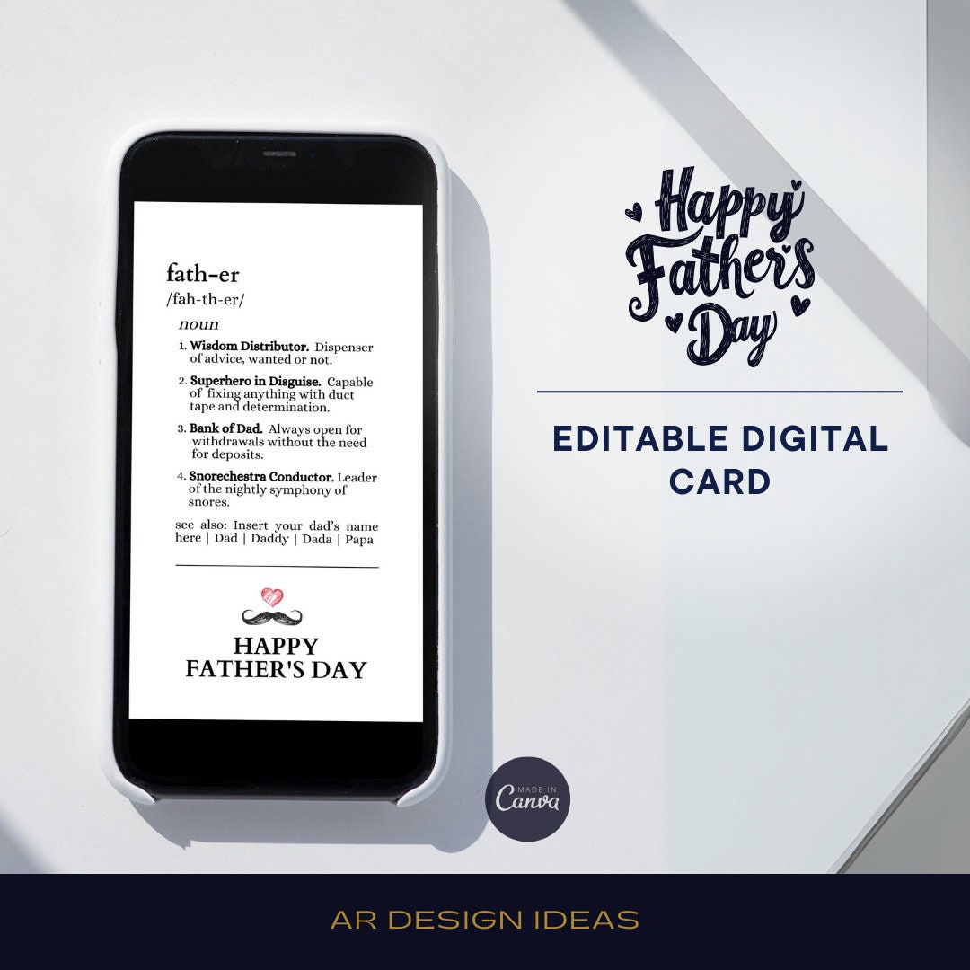 Editable Father's Day Digital Card. Printable Canva Fathers Day ...