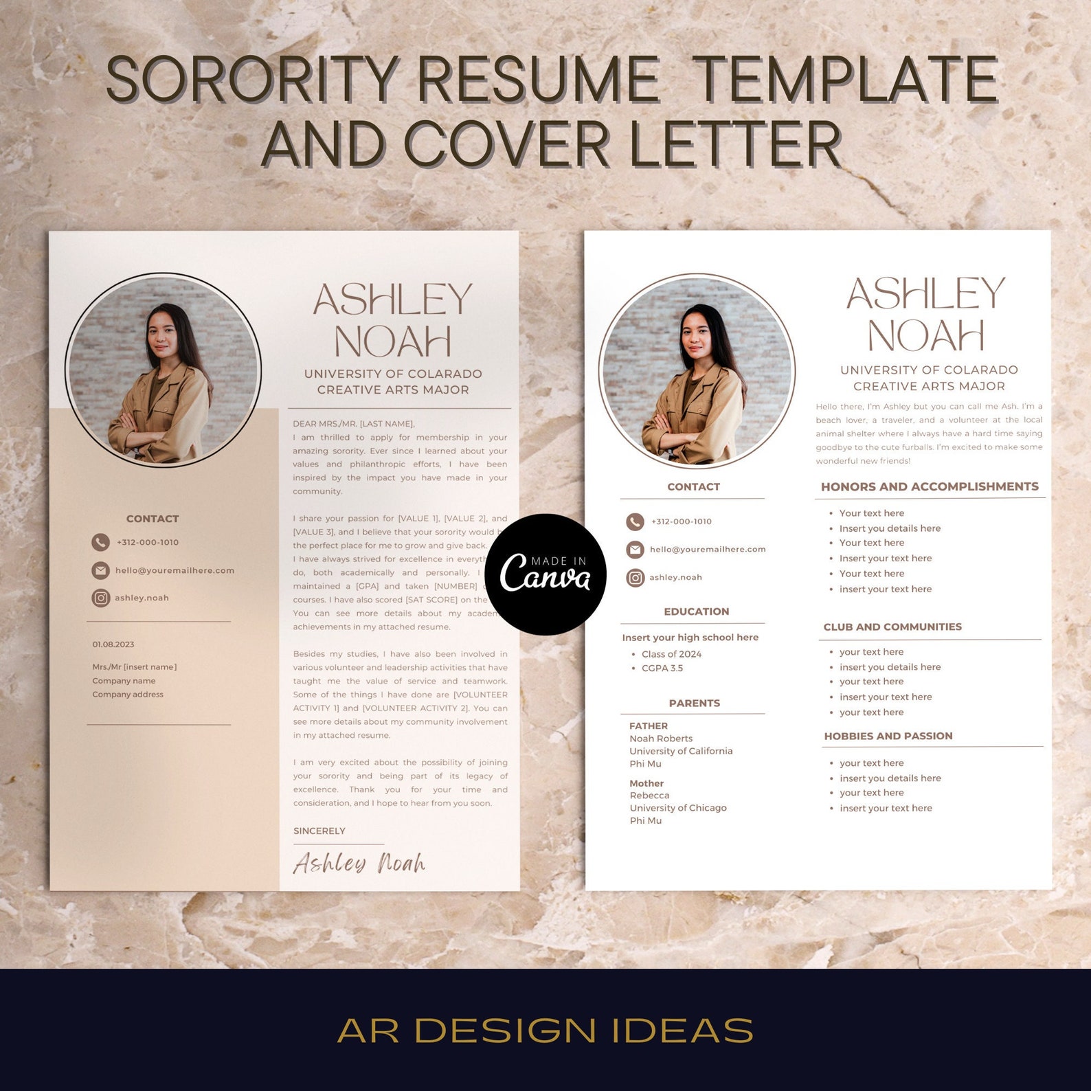 Editable Sorority Resume Template, Easy to Edit Sorority Resume ...