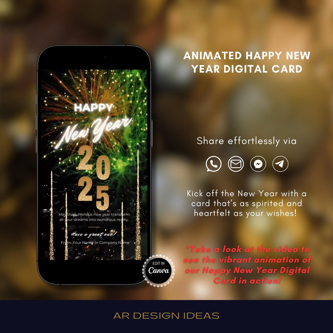 Animated Happy New Year Card. Happy New Year Digital Card With Music ...