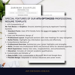 Editable ATS Optimized Professional Resume Template. Customizable ATS ...