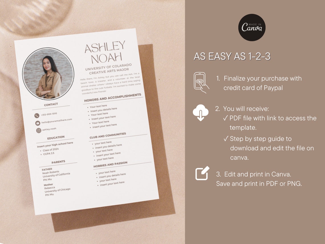 Editable Sorority Resume Template, Easy to Edit Sorority Resume ...