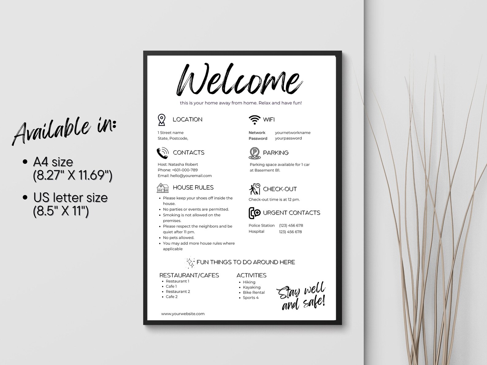 Editable Airbnb Host Signage Bundle Template - Welcome Sign, Wifi, and ...
