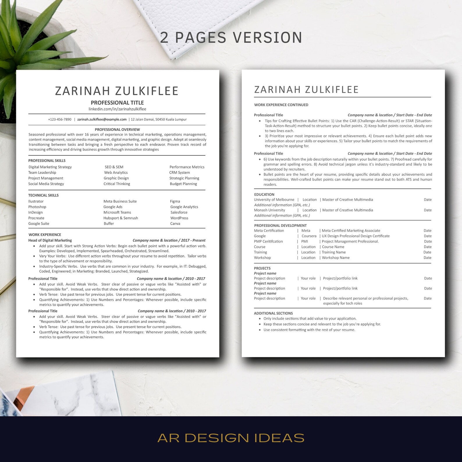 Editable ATS Optimized Professional Resume Template. Customizable ATS ...