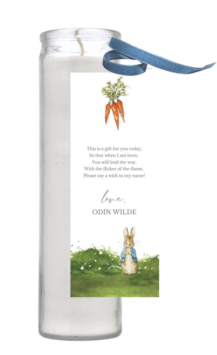 Vintage Peter Rabbit Inspired Baby Shower Candle Favor Tag ...