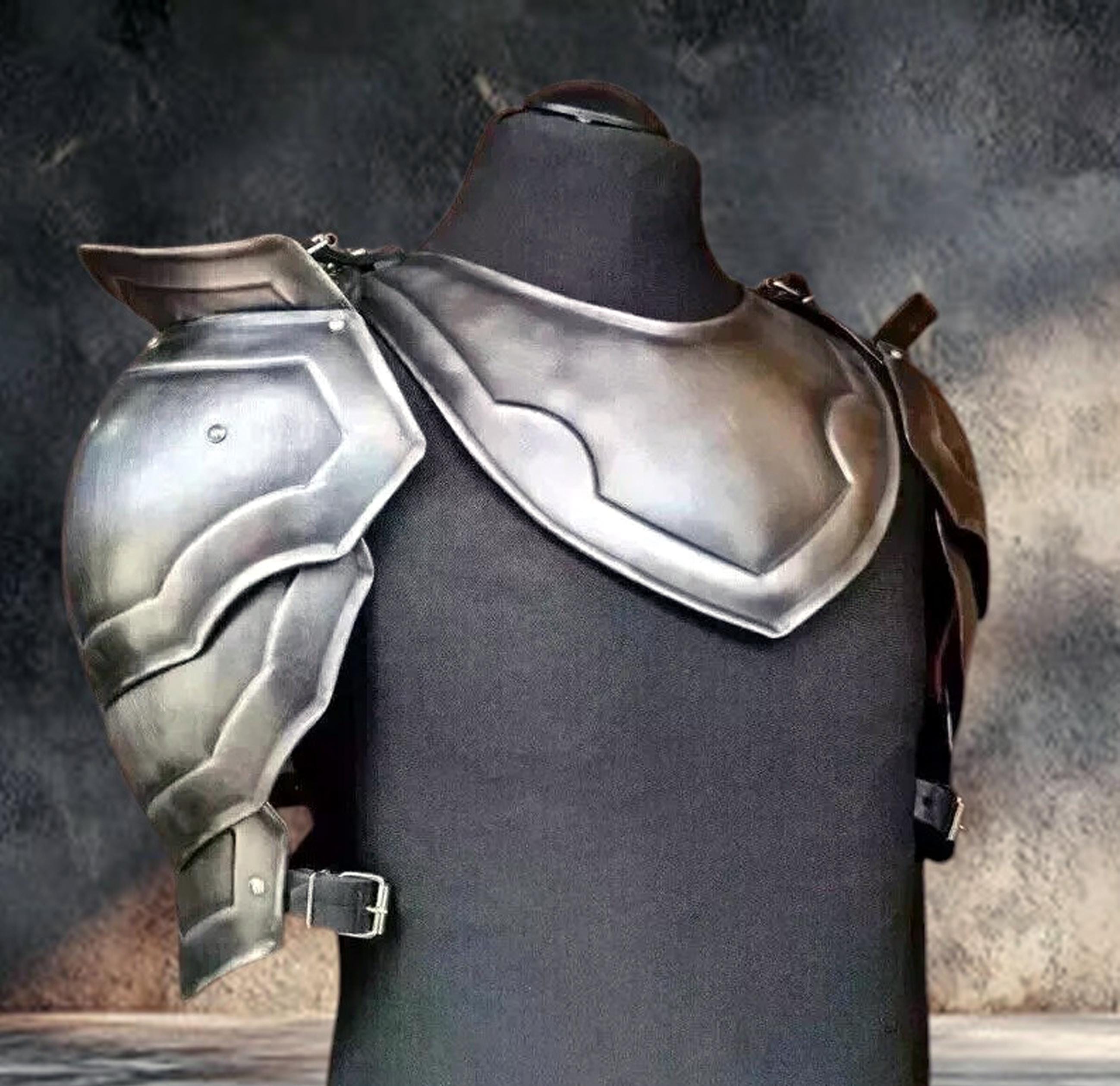 Gothic Steel Pauldrons & Gorget Set: LARP Knight Shoulder Armor - Etsy