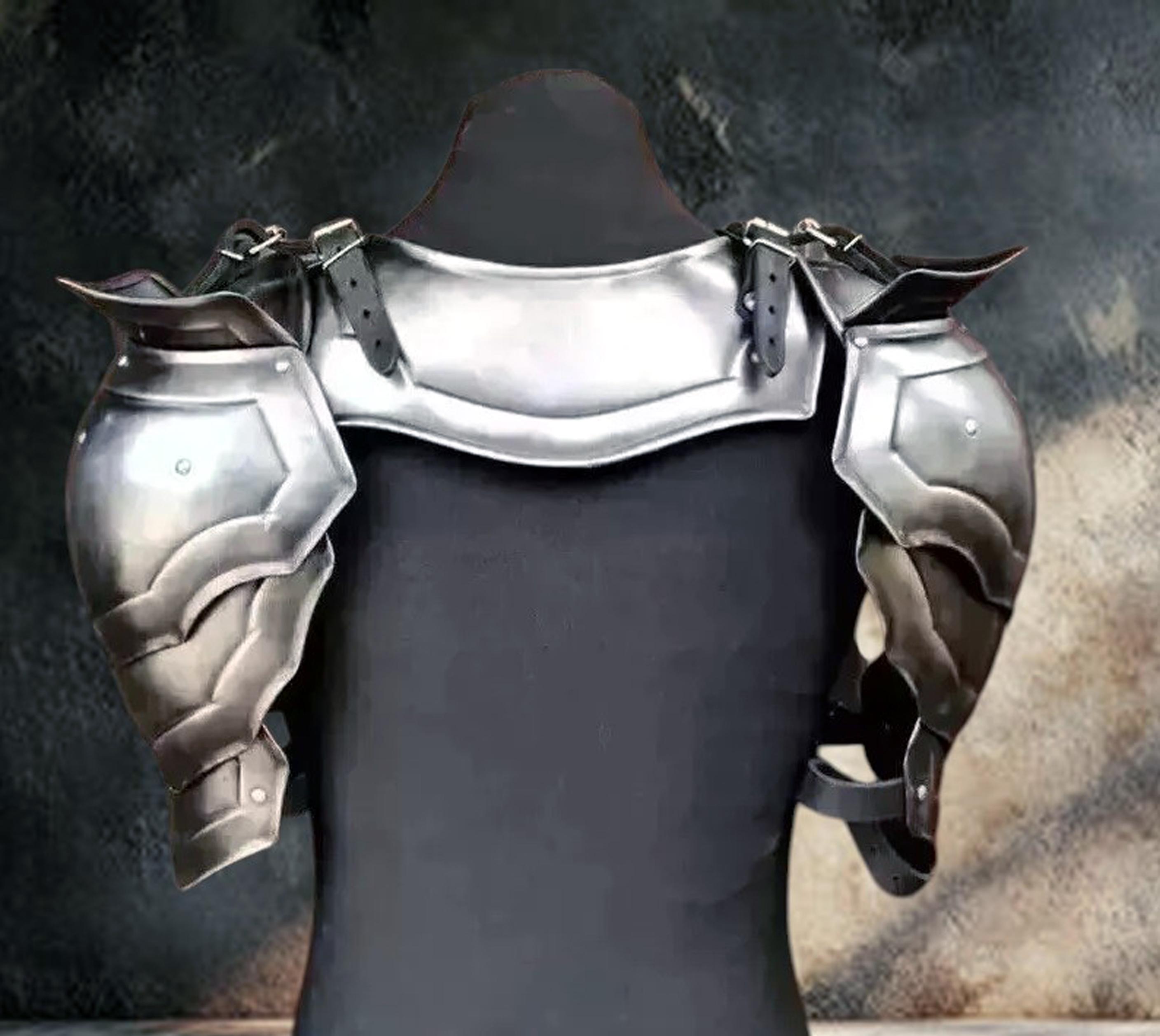 Gothic Steel Pauldrons & Gorget Set: LARP Knight Shoulder Armor - Etsy