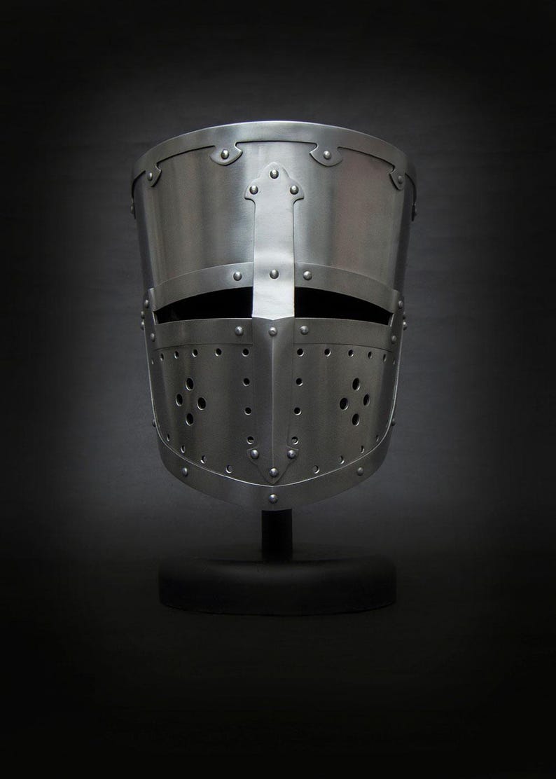 Handmade Medieval Great Helm - Steel Knight Crusader Helmet, SCA LARP ...