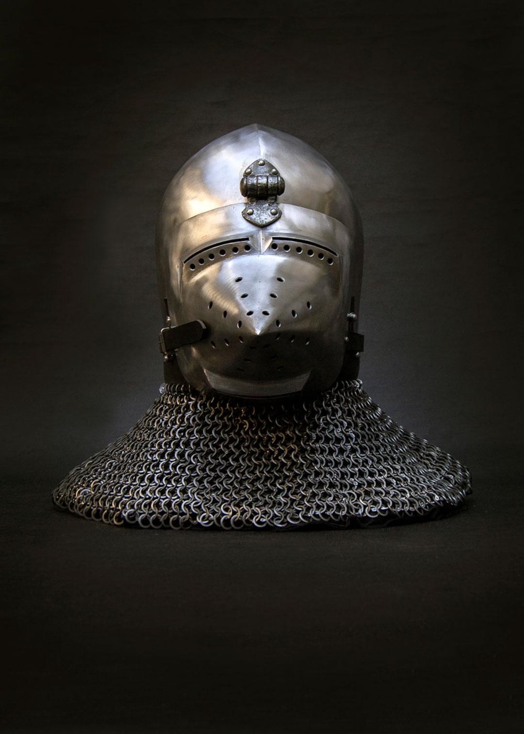 Medieval Pigface Bascinet Helmet With Aventail - Knight Hounskull ...