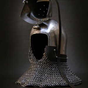Medieval Pigface Bascinet Helmet With Aventail - Knight Hounskull ...