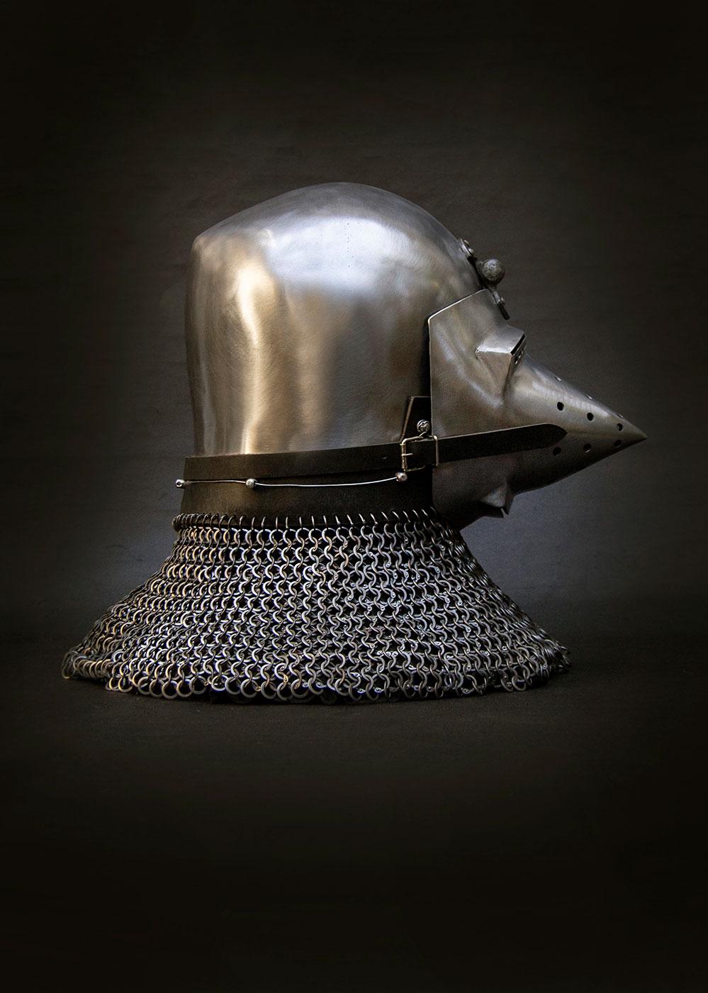 Medieval Pigface Bascinet Helmet With Aventail - Knight Hounskull ...
