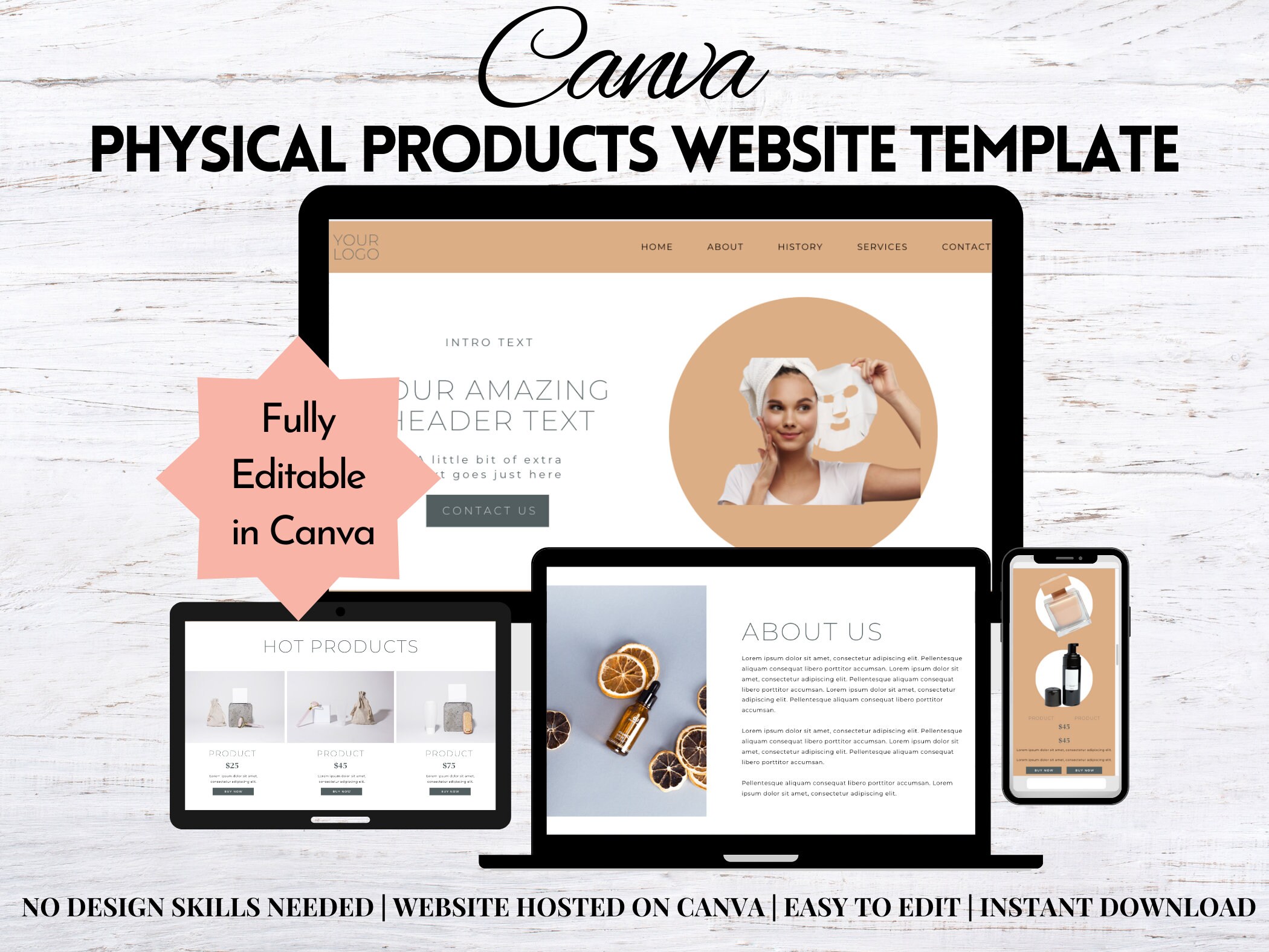 Physical Products Canva Website Template Real Estate Agent Website ...