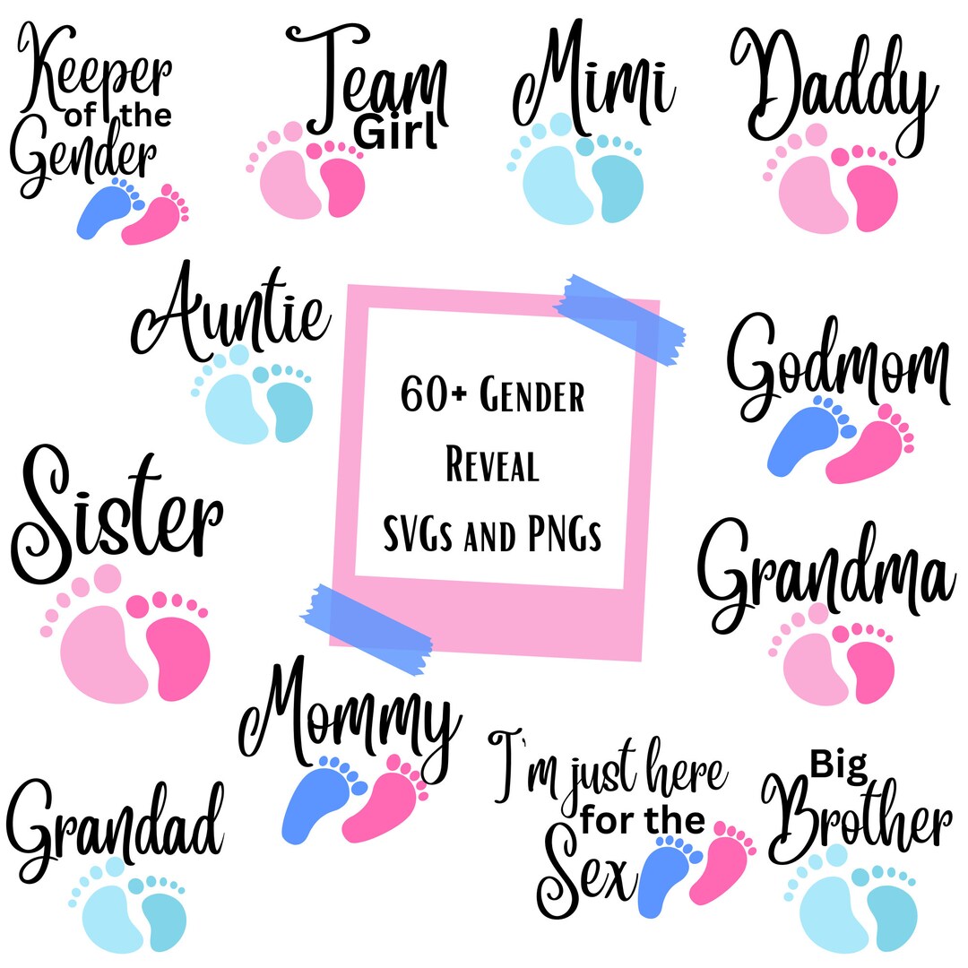 Gender Reveal Party SVG Bundle, Pngs, Transparent Background, Instant ...