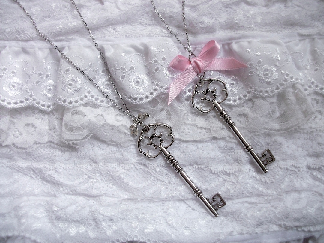 Secret Key & Bow Stainless Steel Chain Necklace - Etsy