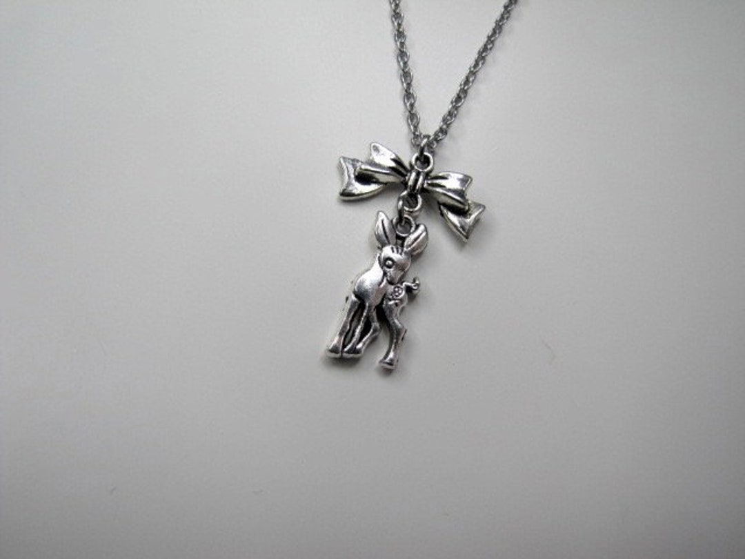 Dainty Deer & Bow Chain Necklace - Etsy