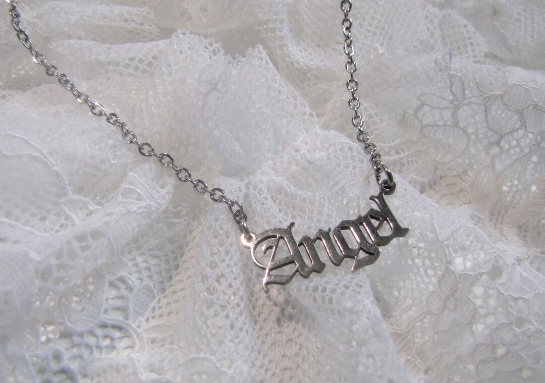 Angel Nameplate Necklace - 100% Stainless Steel - Etsy