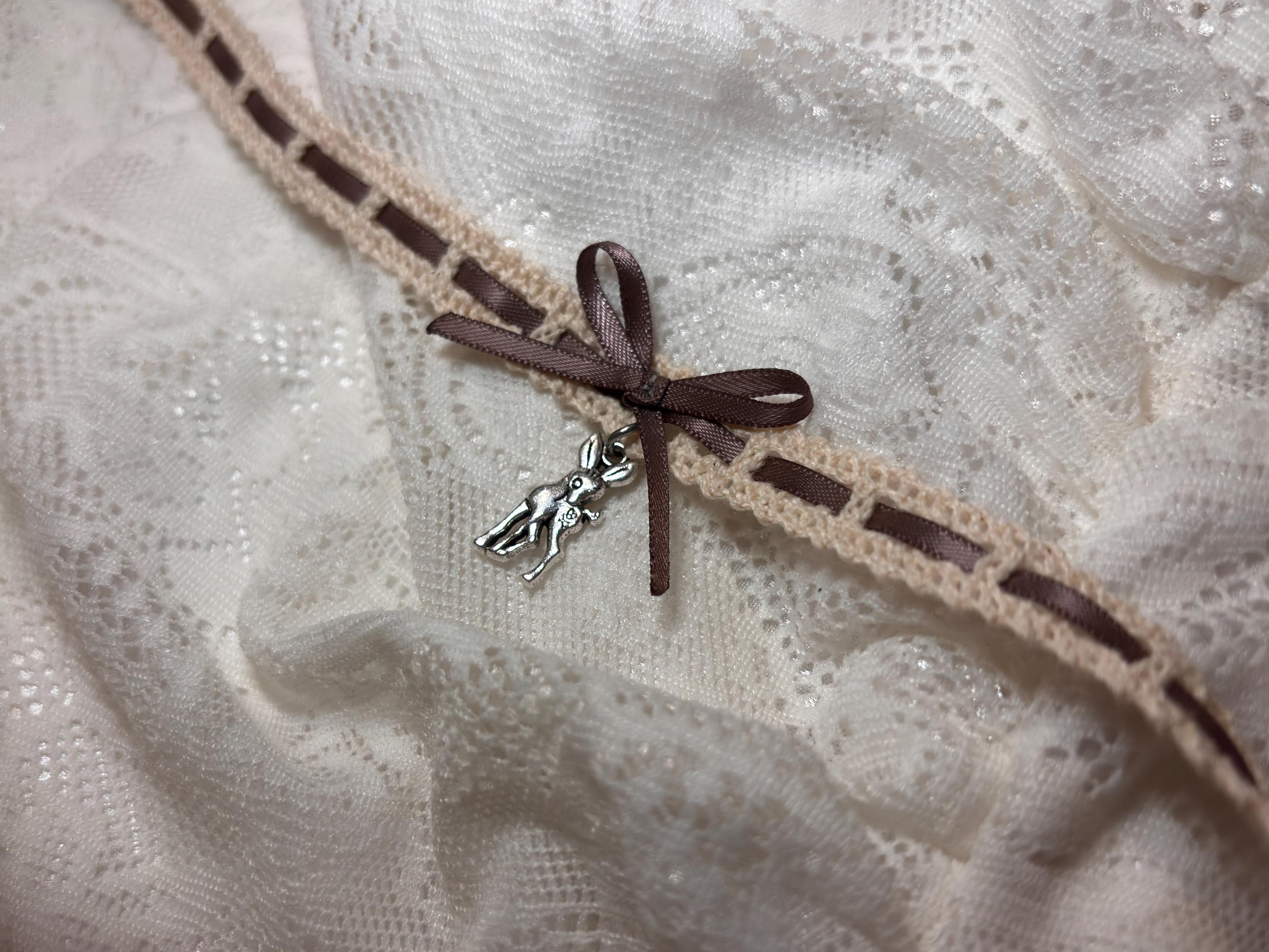 Brown Bow & Ivory Cotton Lace Choker - Deer Charm - Etsy