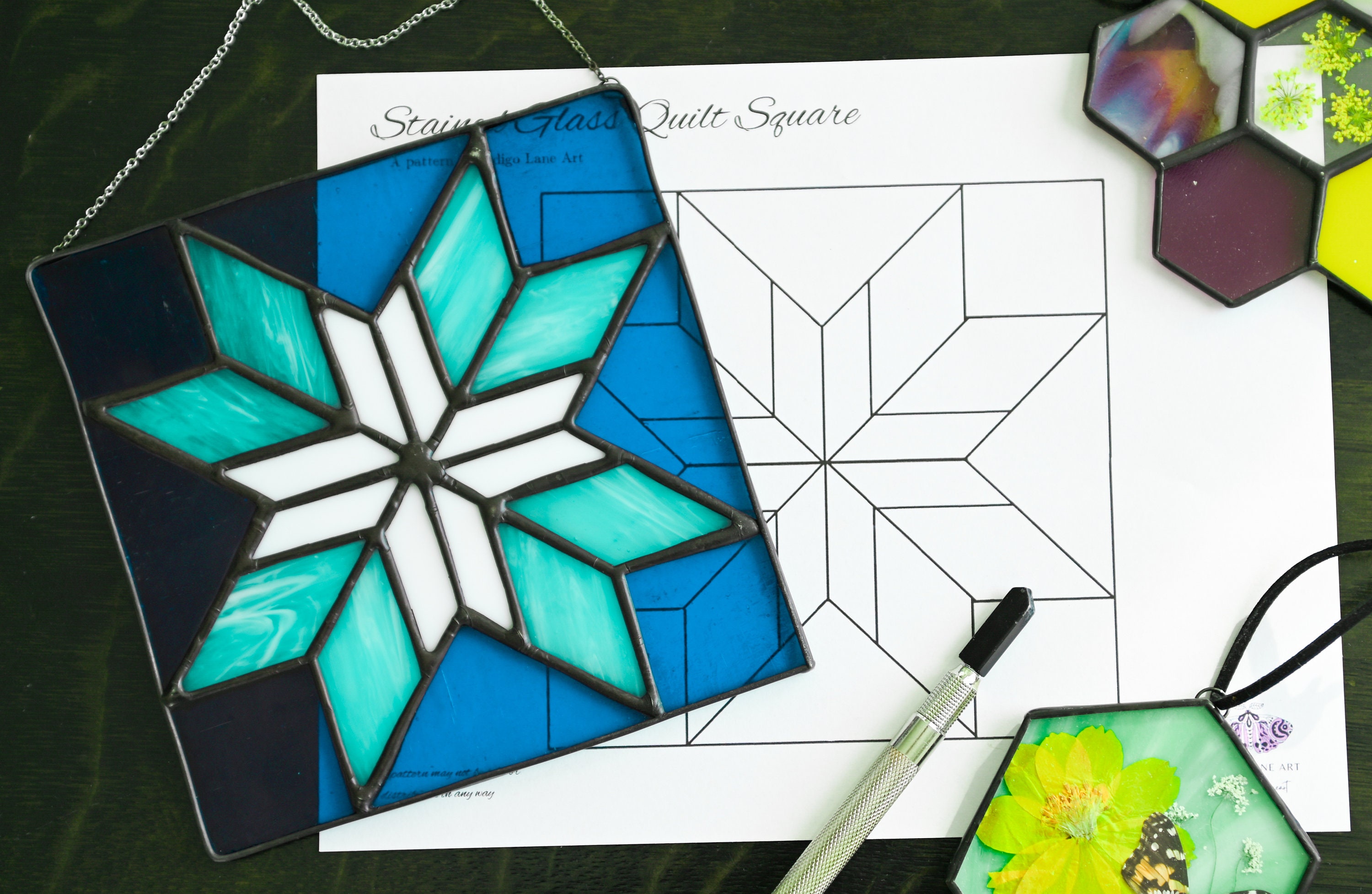 Quilt Square Stained Glass Pattern - Etsy