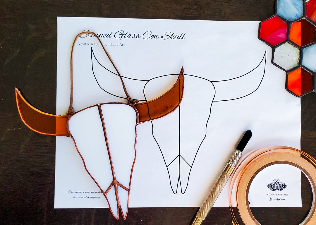Cow Skull Stained Glass Pattern - Etsy