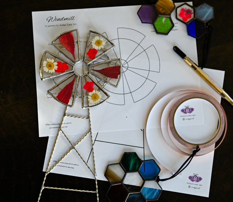 Stained Glass Windmill Pattern - Etsy