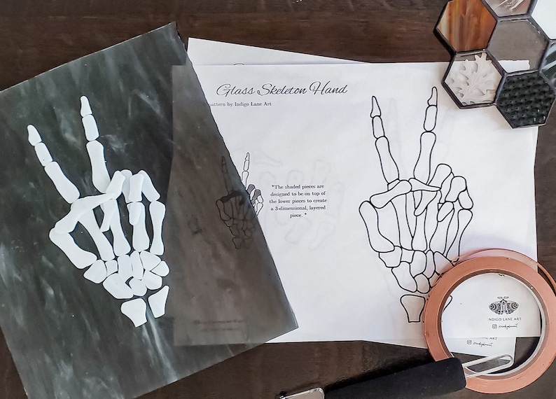 Skeleton Hands Peace Sign Stained Glass Pattern - Etsy