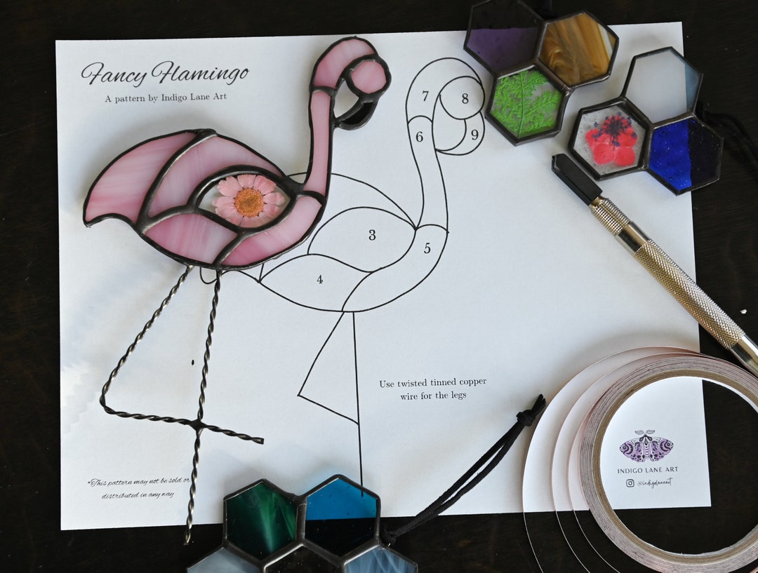 Stained Glass Fancy Flamingo Pattern - Etsy