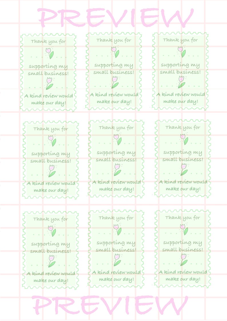 Cute Printable Thank You Business Cards Fun Printable Labels - Etsy