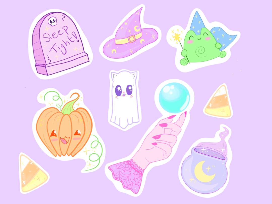 Printable Halloween Witch Sticker Sheet Cricut Printable Stickers Cute ...