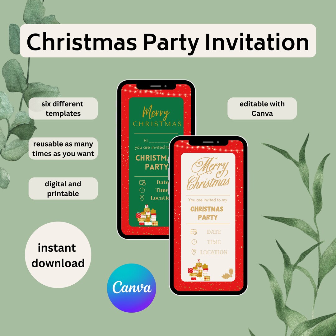 Editable Christmas Party Invitation | Customizable Xmas Invite ...