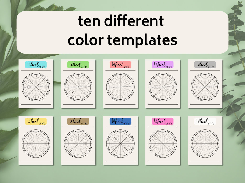 Vibrant Wheel of Life Template - Digital or Printable - Available in 10 ...
