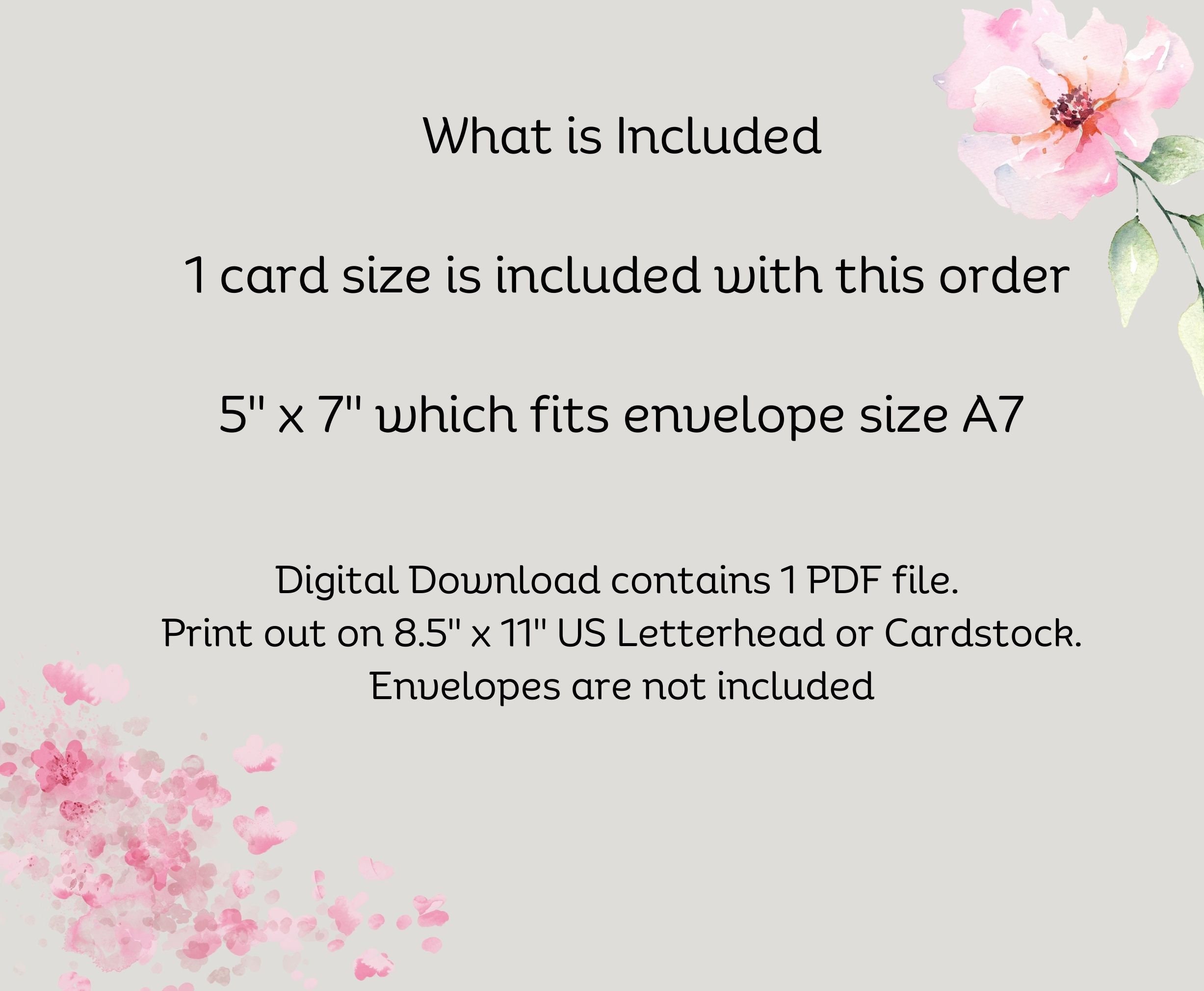 Floral Birthday Printable Greeting Card, Instant Download, 5x7 Inch ...