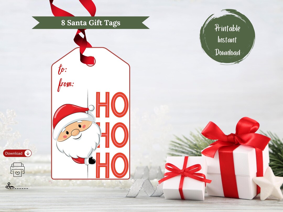 Printable Santa Ho Ho Ho Gift Tags, Holiday Gift Tags, Christmas Labels ...