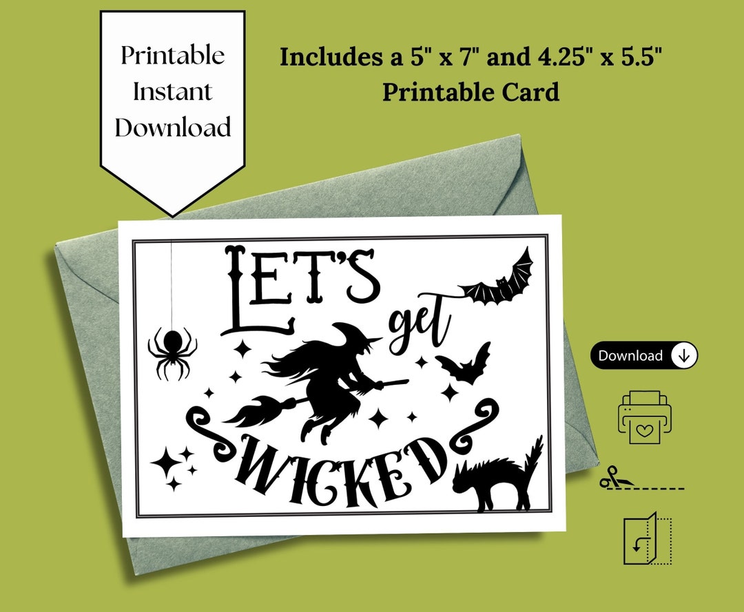 Let's Get Wicked Halloween Printable Greeting Card, Instant Download ...
