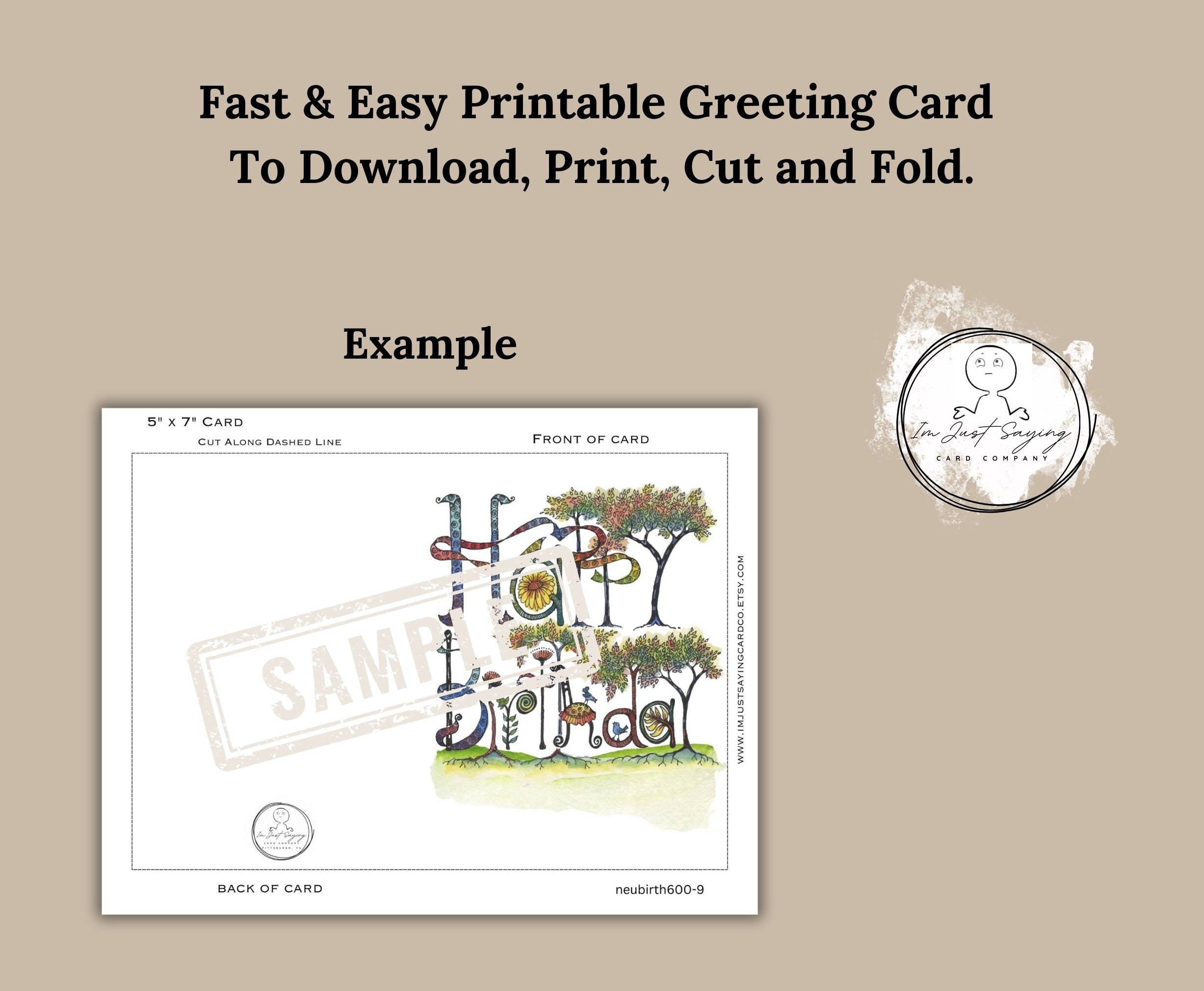 Happy Birthday Printable Greeting Card Instant Download 5x7 - Etsy