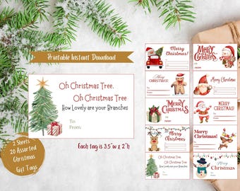 Printable Christmas Gift Tags, Holiday Gift Tags Printable, Christmas ...